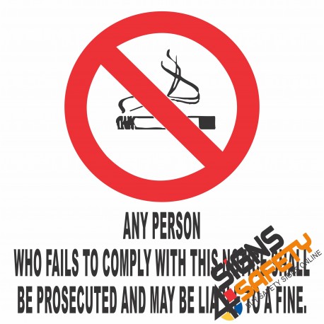 Nosa / SABS (NS5) No Smoking Fine Sign