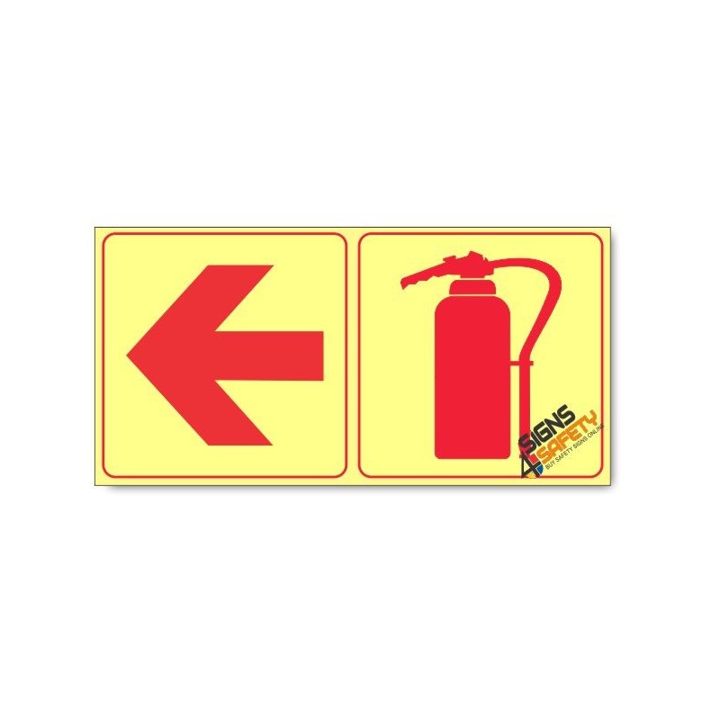 Fire Extinguisher and Arrow Left, Photoluminescent, (Glow in the Dark ...