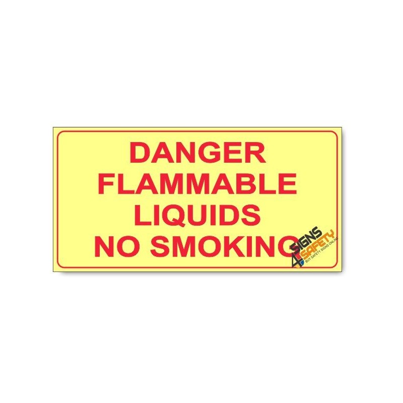 Danger Flammable Liquids, No Smoking, Photoluminescent, (Glow in the ...