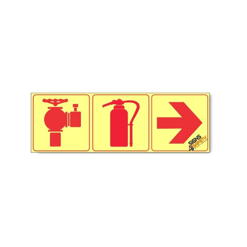 Fire Hydrant/Fire Extinguisher/Arrow Right, Photoluminescent, (Glow in ...