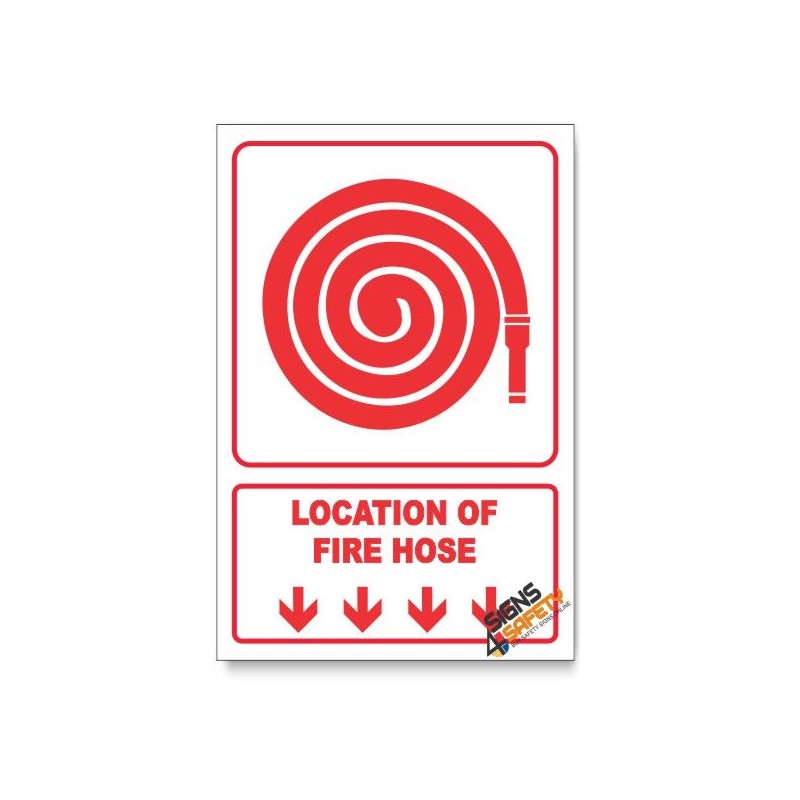 Nosa / SABS Fire Hose, Arrow Down, Descriptive Safety Sign (FB3/D1 ...