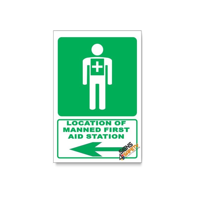 Nosa / SABS (GA5/D3) Manned First Aid Station Sign, Arrow Left ...