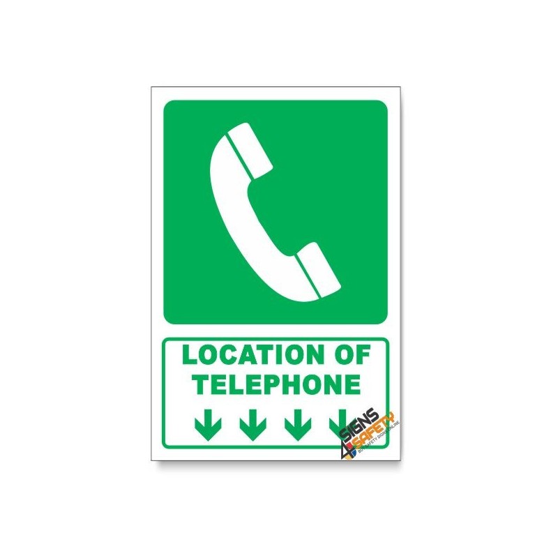 Nosa / SABS (GA13/D1) Telephone Sign, Arrow Down, Descriptive Safety ...