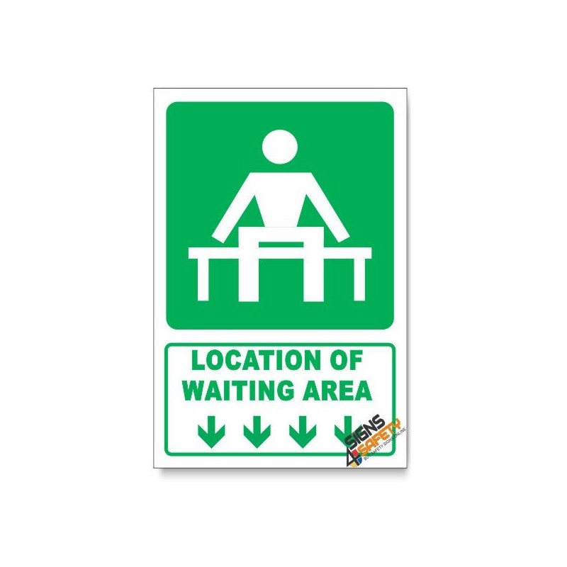 Nosa / SABS (GA14/D1) Waiting Area Sign, Arrow Down, Descriptive Safety ...