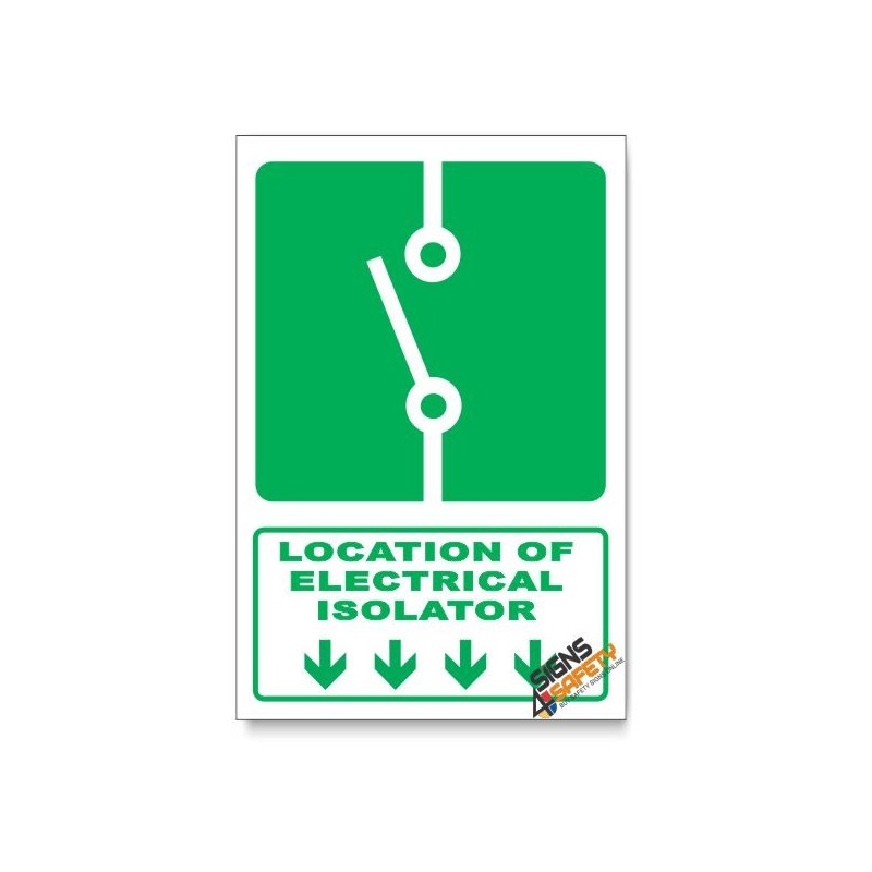 Nosa / SABS (GA16/D1) Electrical Isolator Switch Sign, Arrow Down ...