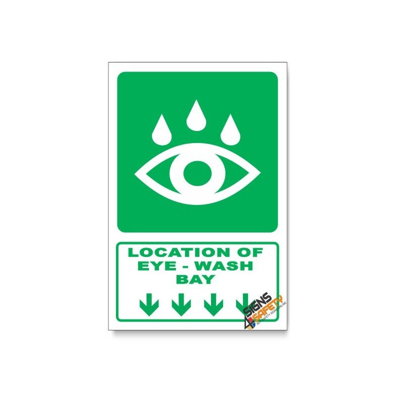 Nosa / SABS (GA19/D1) Eye-Wash Bay Sign, Arrow Down, Descriptive Safety ...
