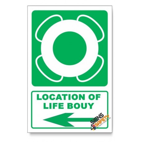Nosa / SABS (GA30/D3) Life Bouy Sign, Arrow Left, Descriptive Safety ...