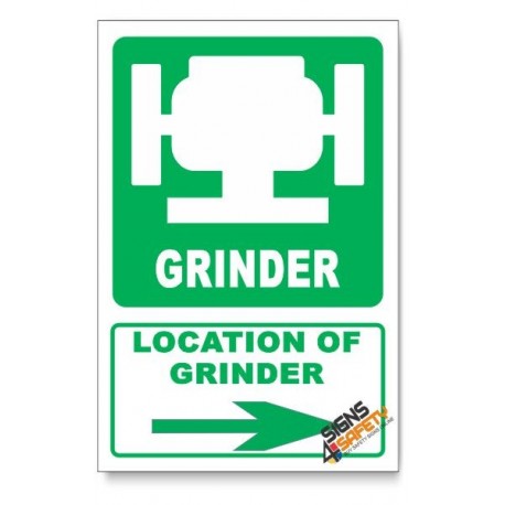 Nosa / SABS (IN1/D2) Grinder Sign, Arrow Right, Descriptive Safety Sign ...