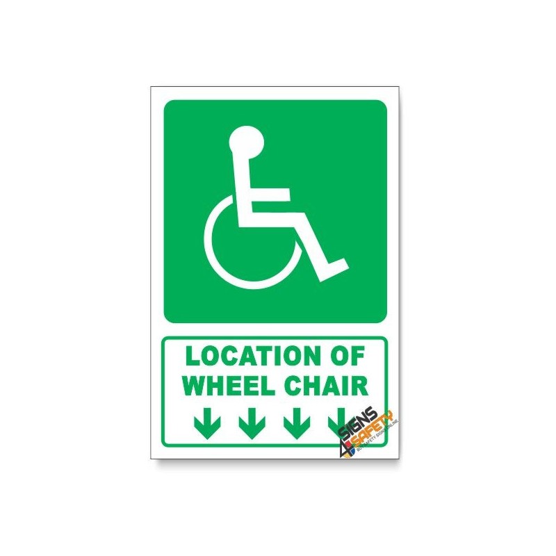 Nosa / SABS (GA22/D1) Wheel Chair Sign, Arrow Down, Descriptive Safety ...