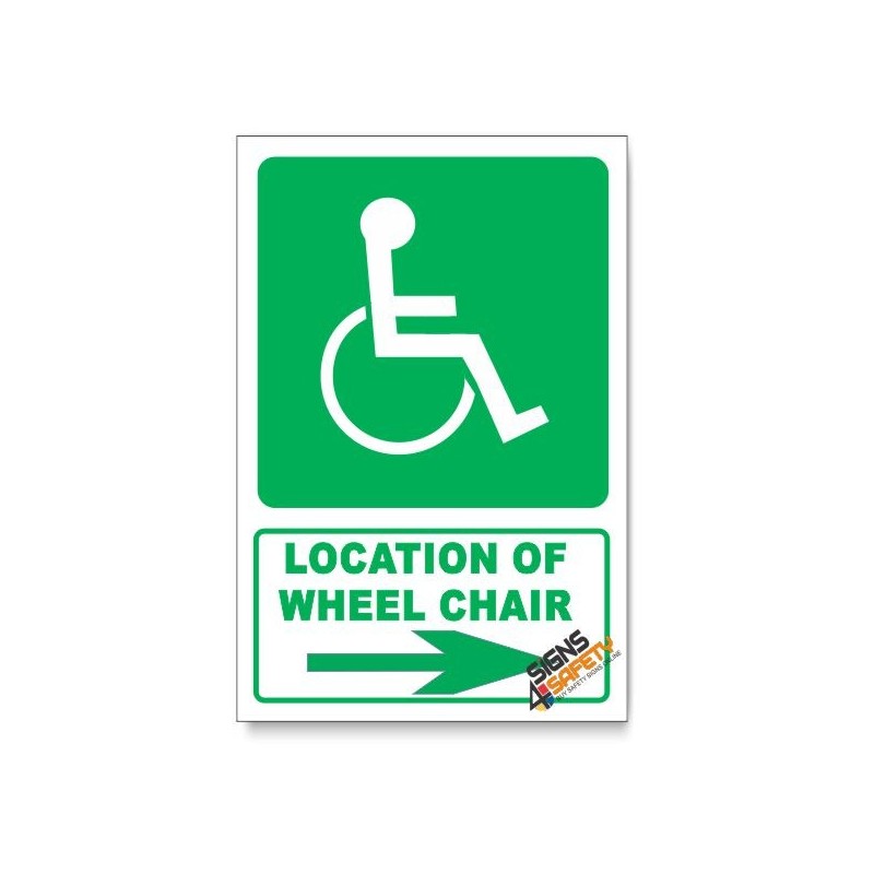 Nosa / SABS (GA22/D2) Wheel Chair Sign, Arrow Right, Descriptive Safety ...