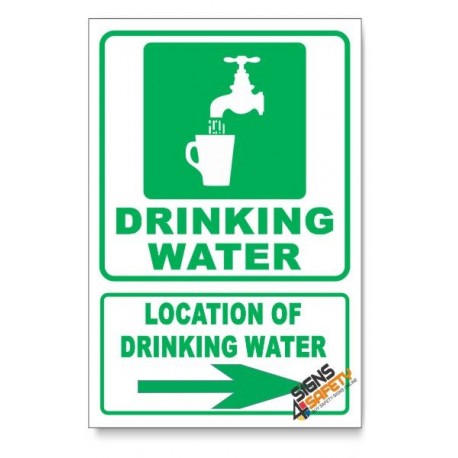 Nosa / SABS (IN4/D2) Drinking Water Sign, Arrow Right, Descriptive ...