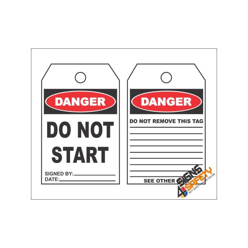 Nosa / SABS (MST1) Danger Do Not Start Safety Tag (10 Tags Pack)