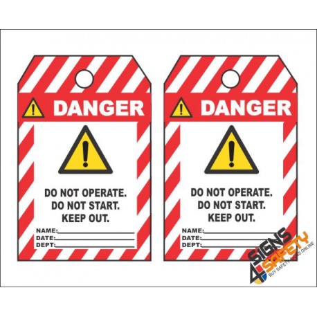 (MST24) Danger Do Not Start Keep Out Safety Tag (10 Tags / Pack)