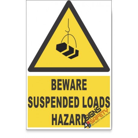 Nosa / SABS Suspended Loads, Beware Hazard Descriptive Safety Sign ...