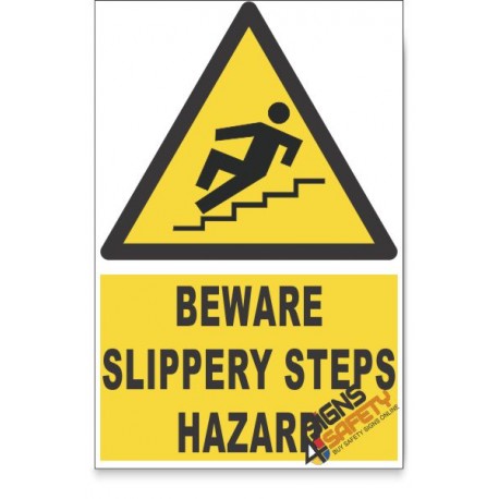 Nosa / SABS Slippery Steps, Beware Hazard Descriptive Safety Sign ...