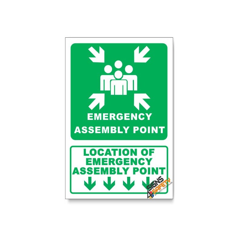 Nosa / SABS (IN6/D1) Emergency Assembly Point Sign, Arrow Down ...
