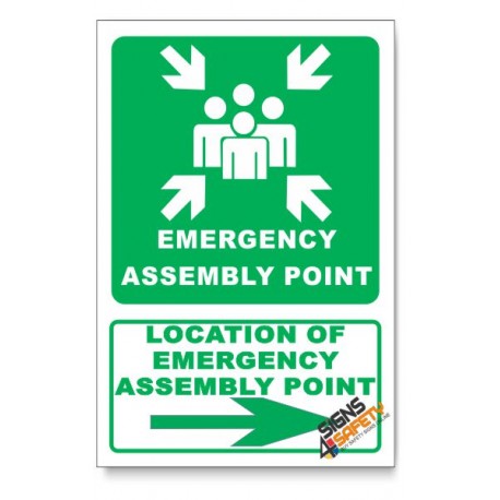 Nosa / SABS (IN6/D2) Emergency Assembly Point Sign, Arrow Right ...