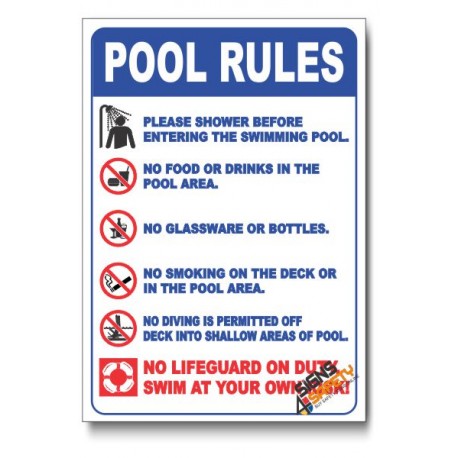 Nosa / SABS Pool Rules Safety Sign, Online South Africa,