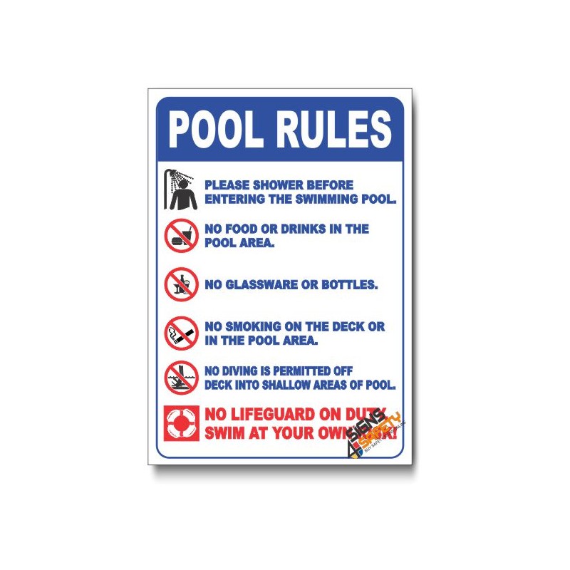 Nosa / SABS Pool Rules Safety Sign, Online South Africa,