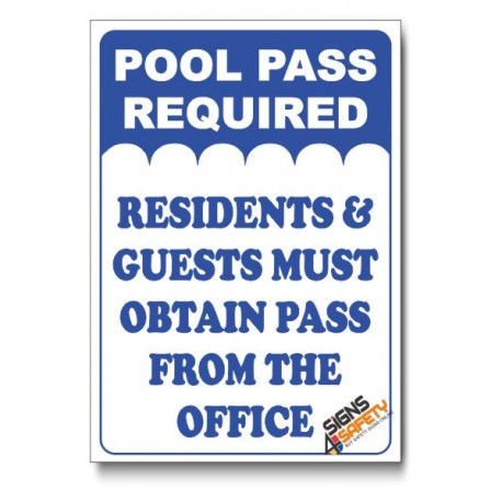 Nosa / SABS Pool Pass Required Sign, On-line South Africa,