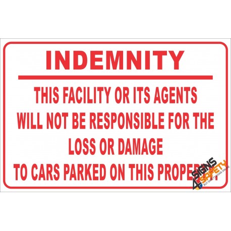 Nosa / SABS (NR21) Parking Indemnity Sign