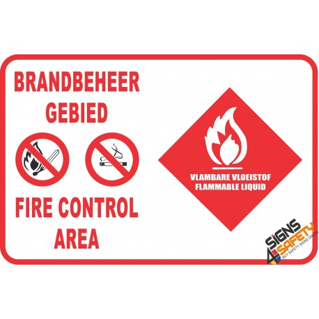 Nosa / SABS (G26A) Fire Control Area Flammable Liquids Safety Sign