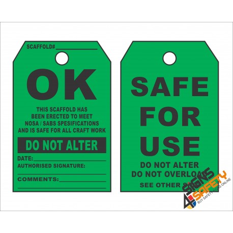 Nosa / SABS (ST4) Scaffold Safe To Use Safety Tag