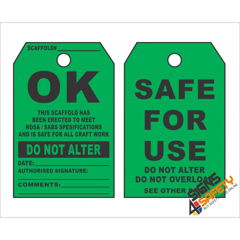 Nosa SABS ST4 Scaffold Safe To Use Safety Tag